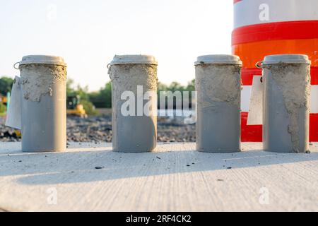 Concrete Test Cylinders on a construction site Stock Photo - Alamy