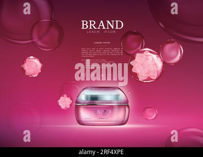 Pink Oil bubbles essence collagen hydration moisturizer. Face skincare ...