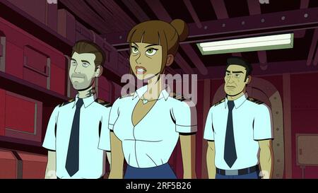 CAPTAIN FALL, from left: Nico (voice: Trond Fausa), Jonathan Fall ...