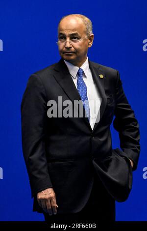 World Aquatics President Husain Al Musallam speaks during the flag ...