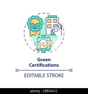 2D customizable green certifications line icon concept Stock Vector ...