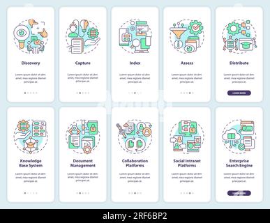 Walkthrough knowledge management with linear icons concept Stock Vector ...