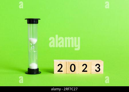 New Year 2023 sand timer. Resolution, time, plan, goal, motivation ...