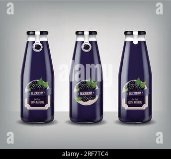 Realistic glass bottle of blueberry juice, drink isolated Stock Vector ...