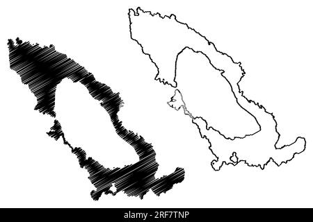 Lake Toba (Republic of Indonesia, Sumatra) map vector illustration ...