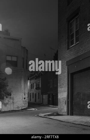A night view of Little Riley Street in Surry Hills at its intersection ...