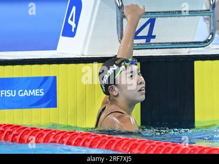 KAJIMOTO Ichika of Japan reacts after winning Women's 3km Knockout ...