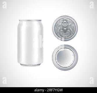 White can front view. Can vector visual 330 ml. For beer, lager ...