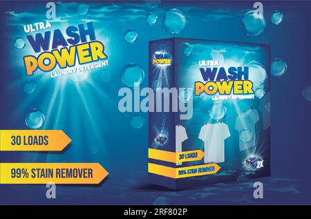 Laundry detergent box add. White clothes hanging out to dry with ...