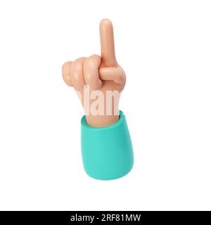 3d hand icon show push one finger counting illustration. Cartoon ...