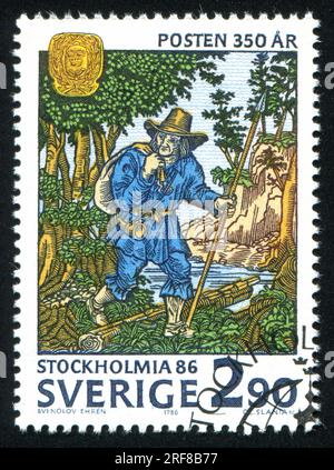 SWEDEN - CIRCA 1986: stamp printed by Sweden, shows Postman, circa 1986 ...