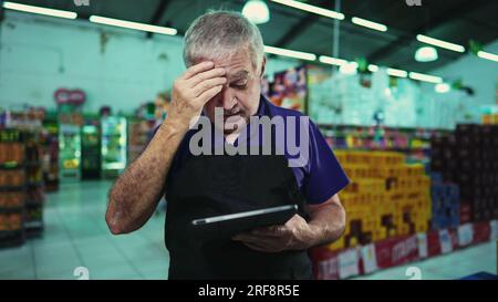 Stressed business owner of supermarket chain feeling pressure facing ...