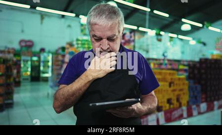 Stressed business owner of supermarket chain feeling pressure facing ...