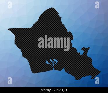 Map of Oahu. Low poly illustration of the island. Purple geometric ...