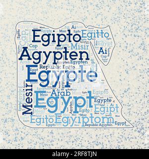 Egypt map design. Country names in different languages and map shape ...