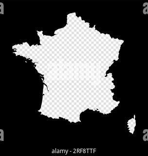 France country simplified map. Black broken outline contour on white ...