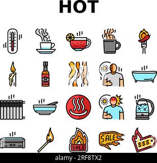 hot fire lable flame tag icons set vector Stock Vector Image & Art - Alamy