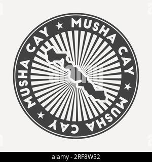 Musha Cay round stamp. Round logo with island map and title. Stylish ...