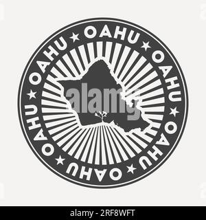 Oahu logo. Sign with the map of island and colored stripes, vector ...
