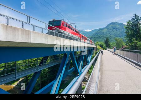 St. Pankraz: railway bridge Erste Teichlflußbrücke, river Teichl at ...