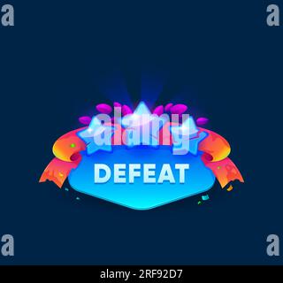Defeat game badge or shield, ui vector banner featuring a menacing ...