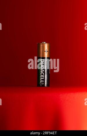 Duracell rechargeable battery isolated on a white background Stock ...