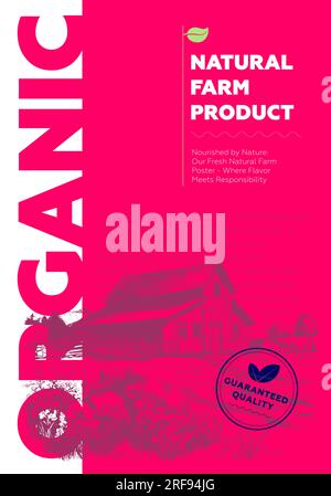 Farm poster. Village agricultural placard with countryside symbols ...