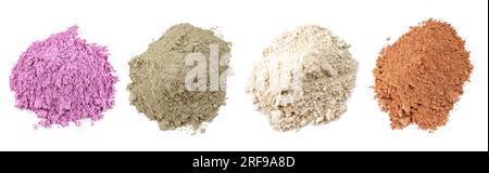 Assortment of clay powders on white background Stock Photo - Alamy