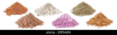 Assortment of clay powders on white background Stock Photo - Alamy