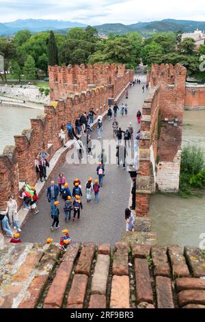 The Castelvecchio Bridge (aka Scaliger Bridge), a medieval fortified ...