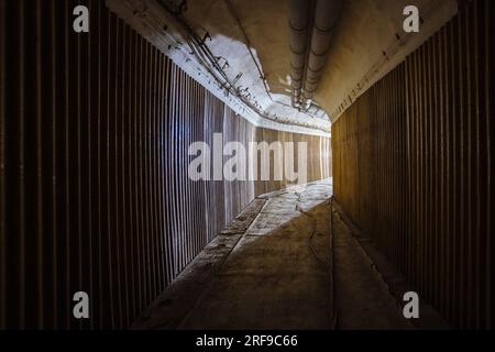 Old vaulted corridor of Soviet bunker, echo of Cold War Stock Photo - Alamy