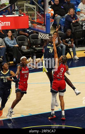 Dallas Wings forward Awak Kuier (28) grabs the rebound during the ...