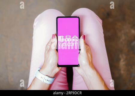 In this photo illustration, the Vipshop (VIP.com) logo is seen ...