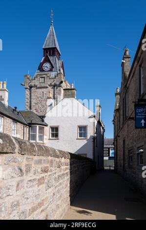 1 August 2023. Nairn,Scotland. This is the Nairn Town Hall Clock Tower ...