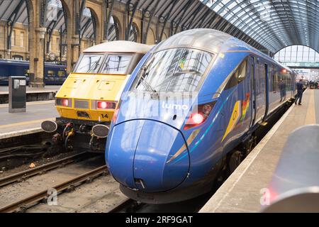 Lumo Train at London Kings Cross Station. Lumo is an open-access ...