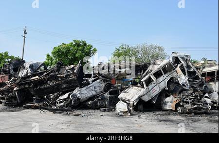 Injured people stand after a massive explosion in Beirut, Lebanon ...