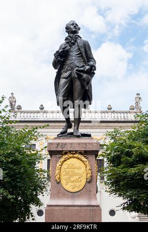 Goethe Memorial in Leipzig, Germany: Bronze Statue on Naschmarkt Square ...