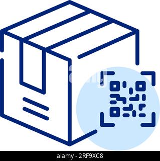 Shipment box with qr-code. Identification tracking code on a parcel ...
