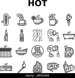 hot fire lable flame tag icons set vector Stock Vector Image & Art - Alamy