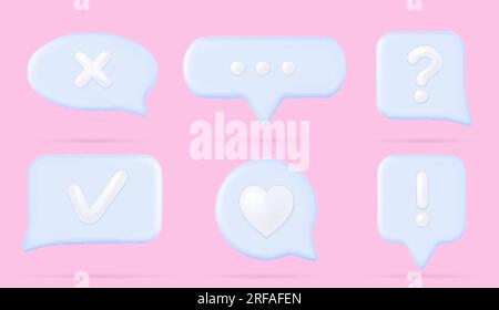 3d speech bubbles for chat messages with copy space. Conversation talk elements collection ...