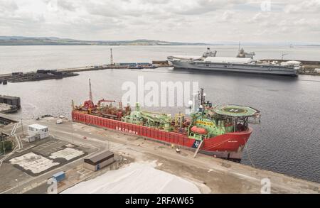 FPSO BW Athena offshore vessel, the Royal Navy aircraft carrier HMS ...