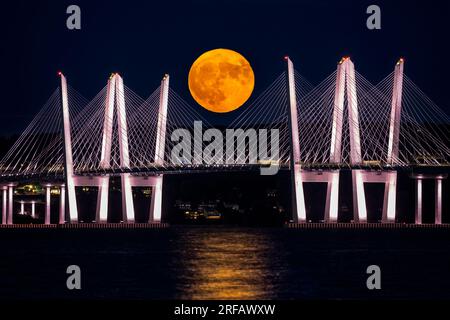 A super moon rises over a bridge in Seoul, South Korea, Wednesday, Nov ...