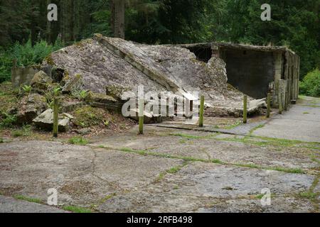 Damaged WW2 German structures at The V1 launch site Val Ygot d'Ardouval ...