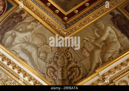 The sumptuous interior of the Louvre museum in Paris, France, stucco ...