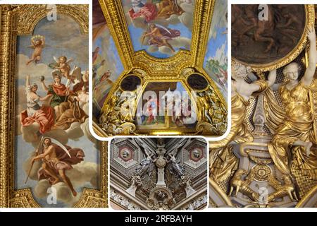 The sumptuous interior of the Louvre museum in Paris, France, stucco ...