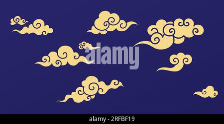 Tradition oriental clouds vector seamless pattern. Chinese and Japanese ...