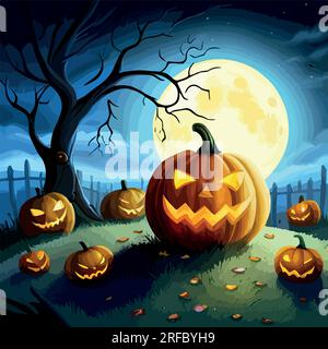 Halloween graveyard scene. Haunting nightmare hallowen background ...