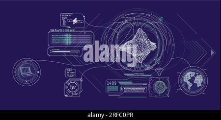 Futuristic geoscience software screen design with data decoding Stock ...
