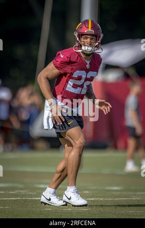 Washington Commanders safety Darrick Forrest (22) defends during an NFL ...