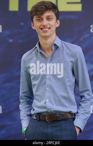 Henry Calvert attending a screening of Meg 2: The Trench at Odeon Luxe ...